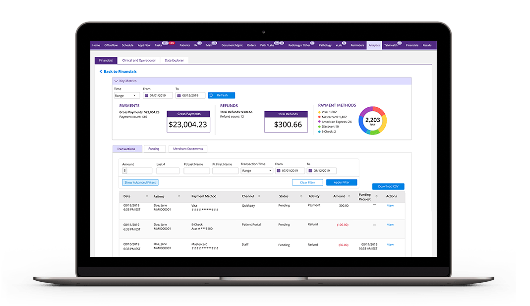 Connected synapSYS: modmed® Pay